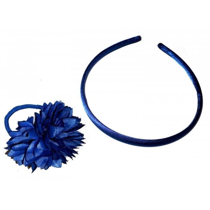 £1.00 ALICE BAND & FLOWER SET ROYAL - Greenheys Sundries
